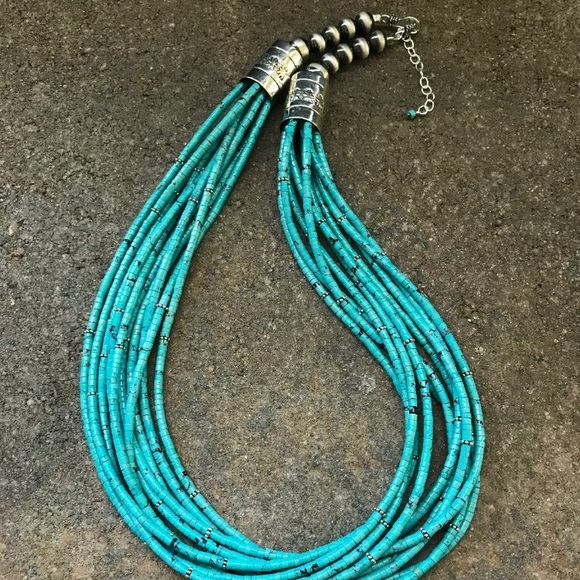 Jewelry | Ss Multi Strand Turquoise Bead Necklace 2 Inch | Poshmark